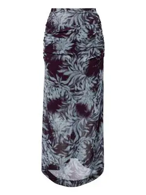 Dries Van Noten Printed Ruched Midi Skirt Multicoloured
