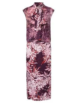 Dries Van Noten Printed Tie-neck Midi Dress - Burgundy