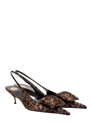 Saint Laurent Dakota 50 Leopard-print Slingback Pumps - Brown