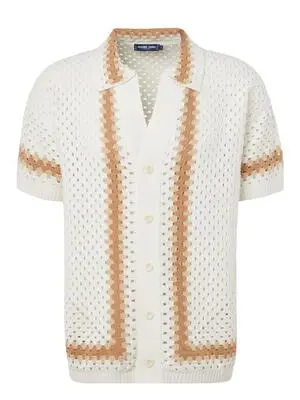 Frescobol Carioca Pinto Crochet Cotton Bowling Shirt - White