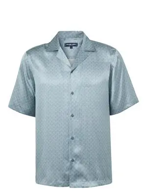 Frescobol Carioca Roberto Printed Silk Bowling Shirt - Blue