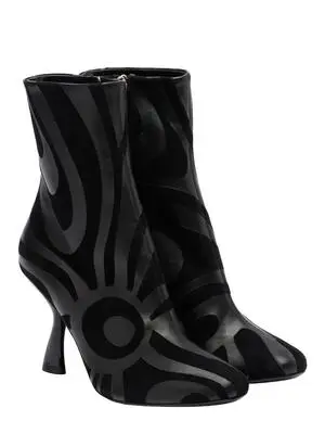 Emilio Pucci Marmo Suede And Leather Ankle Boots - Black