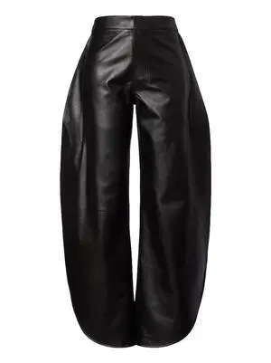 Alaïa High-rise Leather Barrel-leg Pants - Black