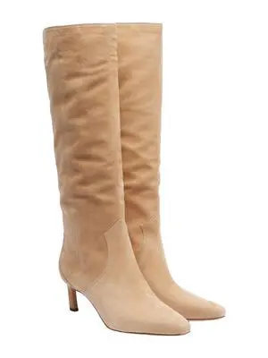 Veronica Beard Kinna 55 Suede Knee-high Boots - Beige