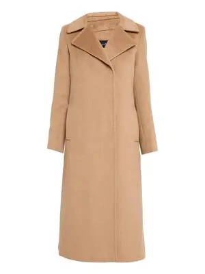 Sofia Cashmere Pure Baby Hair Asymmetrical Long Coat - Camel