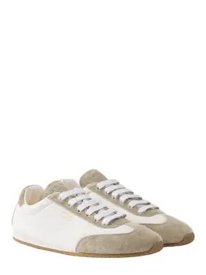 Prada Nappa Leather And Suede Sneakers - Ivory/pumice Gray