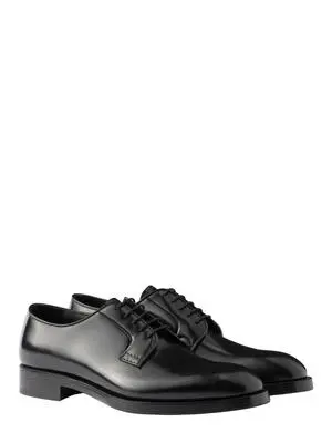 Prada Brushed Leather Lace-up Shoes - Black