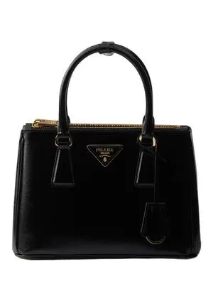 Prada Galleria Small Patent Saffiano Leather Bag - Black
