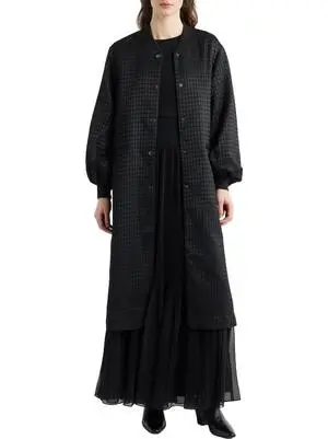 Dra Cameron Balloon Sleeve Wool Blend Long Coat - Black