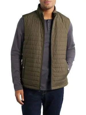 Johnston & Murphy Reversible Quilted & Knit Vest - Olive/marled Olive