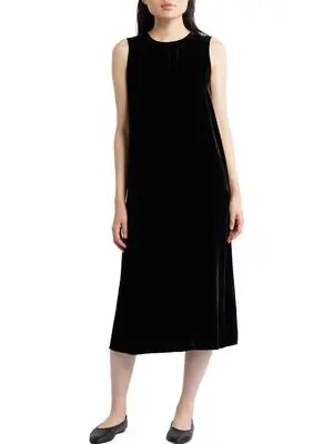 EILEEN FISHER Sleeveless Velvet Midi Dress