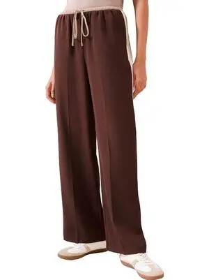 FRIENDS LIKE THESE Side Stripe Drawstring Wide Leg Pants - Brown