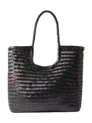 Dragon Diffusion Ns Diagonal Triple Jump Woven Leather Tote - Black