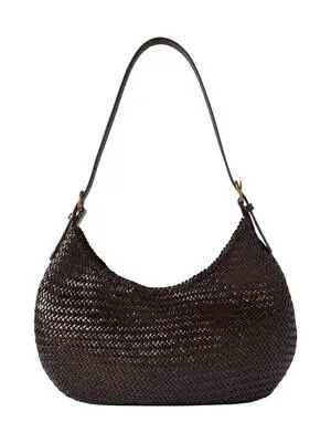 Dragon Diffusion Luna Mezza Woven Leather Shoulder Bag - Brown