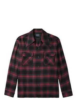 Kapital Camp-collar Checked Cotton-blend Flannel Shirt - Burgundy