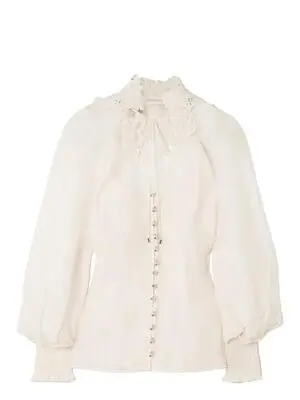Zimmermann Rebellion Lace-trimmed Blouse - Cream