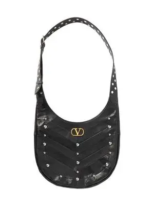 Valentino Garavani Embellished Leather Shoulder Bag - Black