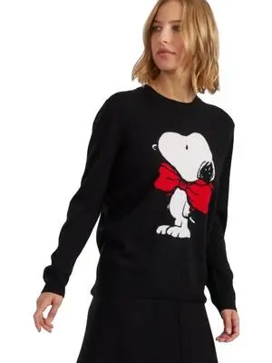 Chinti & Parker Wool-Cashmere Snoopy Sweater With Bow Black