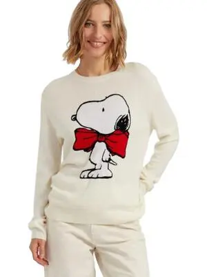 Chinti & Parker Wool-cashmere Snoopy Sweater With Bow - Cream