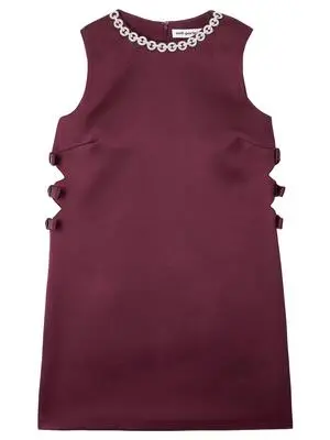 SELF-PORTRAIT Cutout Embellished Satin Mini Dress - Burgundy