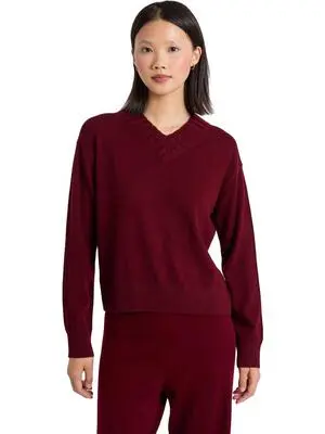 Chinti & Parker Wool-cashmere Ribbed V-neck Sweater - Claret
