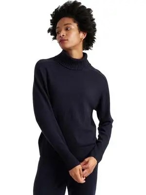 Chinti & Parker Wool-cashmere Raglan Rollneck Sweater - Navy