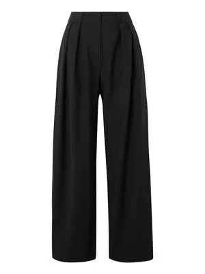 THE FRANKIE SHOP Ripley Pleated Crepe Wide-leg Pants - Black