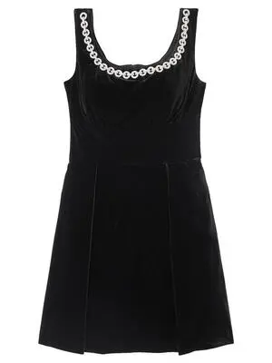SELF-PORTRAIT Embellished Velvet Mini Dress - Black