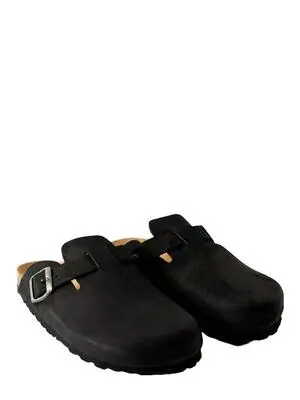 Mango Leather Clogs - Charcoal