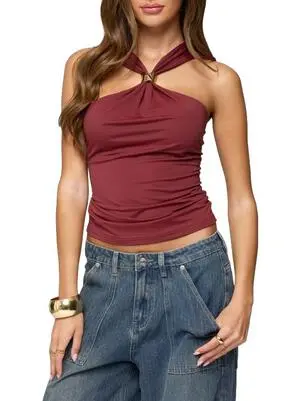 EDIKTED Hardware Gathered Tank - Burgundy