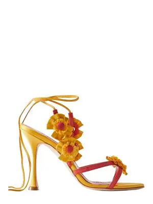 Manolo Blahnik Palissot Appliquéd Sandals - Yellow