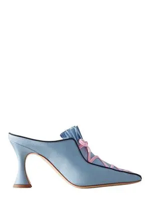 Manolo Blahnik Pleneuf 90 Silk-satin Mules - Blue