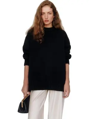 REFORMATION Jo Regenerative Wool Oversized Crew Sweater - Black
