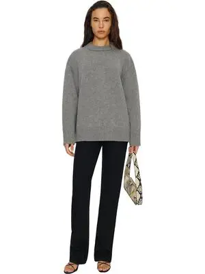 REFORMATION Jo Regenerative Wool Oversized Crew Sweater Mid Grey