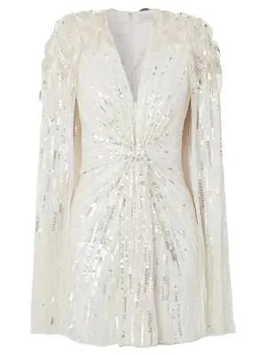Jenny Packham Sequin Embellished Tulle Mini Dress - Ivory