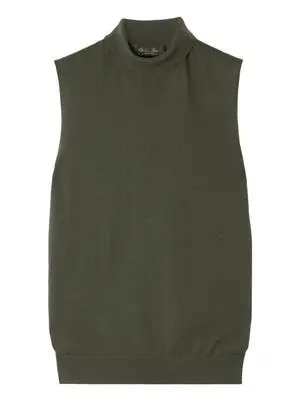 Loro Piana Piuma Cashmere Turtleneck Tank - Green