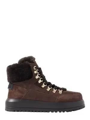 Bogner Antwerp Shearling-Lined Suede Ankle Boots Brown