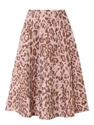 Cara Cara Mimosa Leopard-brocade Midi Skirt - Neutrals