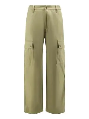 Burberry Cotton Trousers With Logo Embroidery - Green