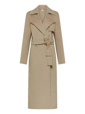 Seventy Wool Cashmere Dressing Gown Style Coat - Beige