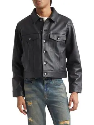 MIDNIGHT RODEO 1968 Leather Trucker Jacket - Black