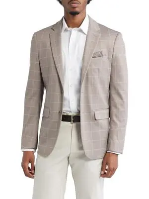 DANIEL HECHTER Windowpane Check Knit Sport Coat - Tan