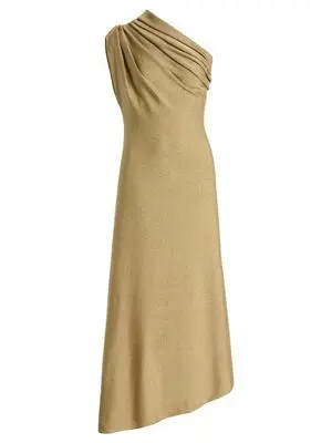 Khaite Coast One-shoulder Midi Dress - Gold
