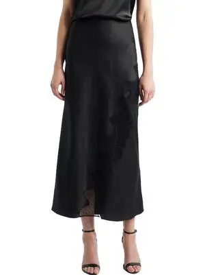 Hugo Boss Lace-trimmed Midi Skirt - Black