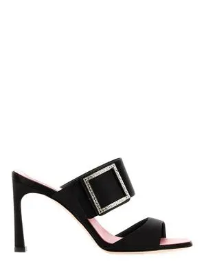 ROGER VIVIER Trompette Satin Mules - Black