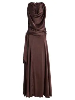 SIEDRES Nesta Draped Maxi Dress - Brown