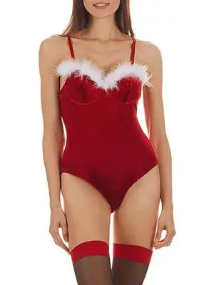 MEMOI Scarlette Velvet Bodysuit - Red