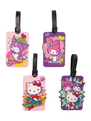 HELLO KITTY Friends 4-piece Luggage Tag Set - Purple/ Pink/ Red