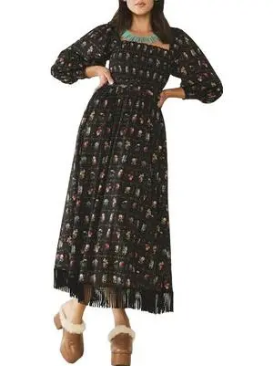 EDDY Jocelyn Floral Grid Midi Dress - Florence Black Floral