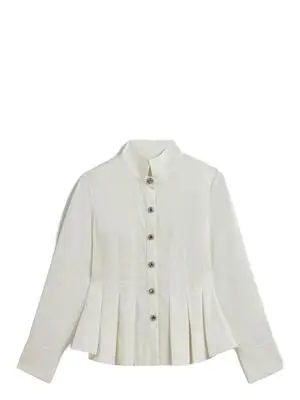 NOCTURNE Pleated Hem Button-down Shirt - White